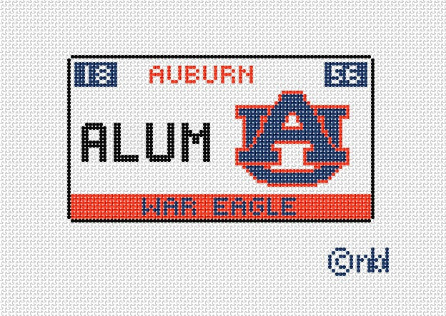 Needlepoint canvas-Auburn License Plate - Needlepoint by Laura