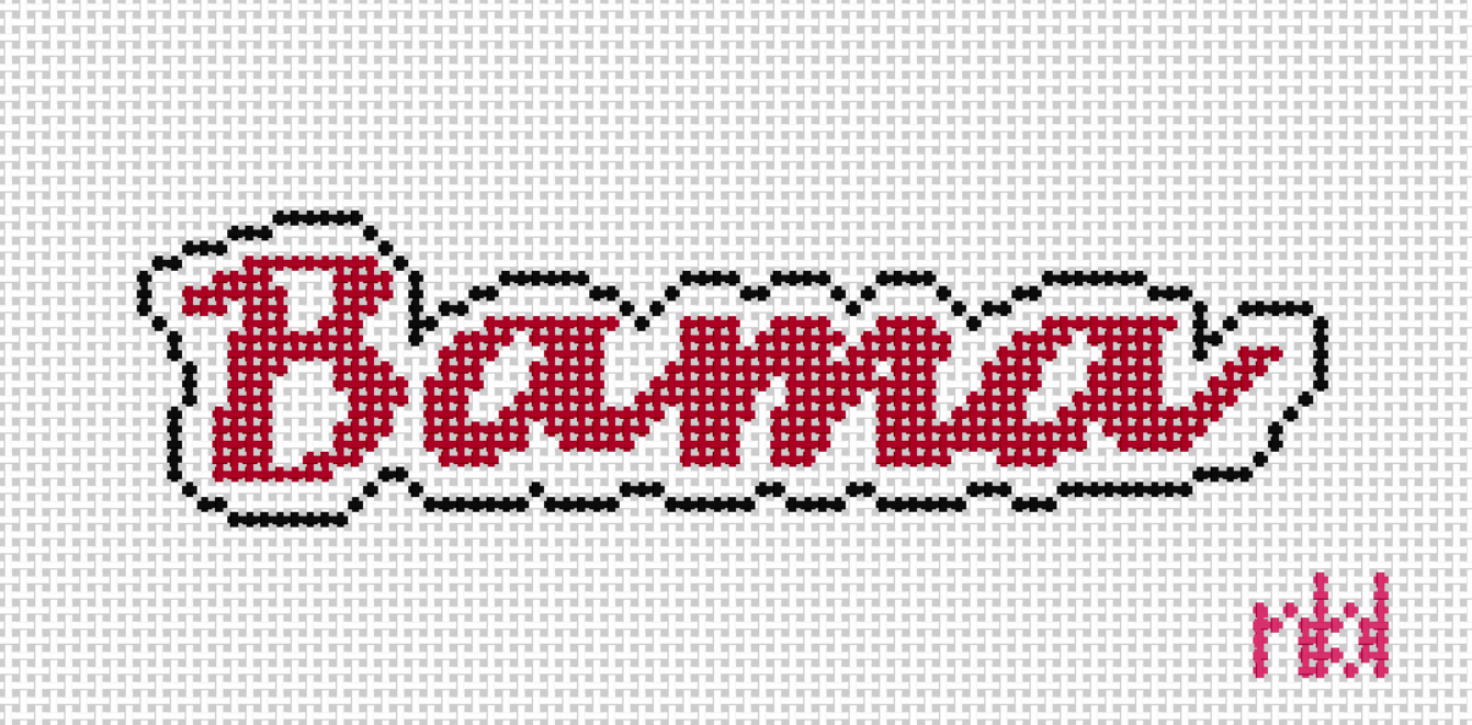 Alabama Bama Cursive on 14 | Needlepoint by Laura
