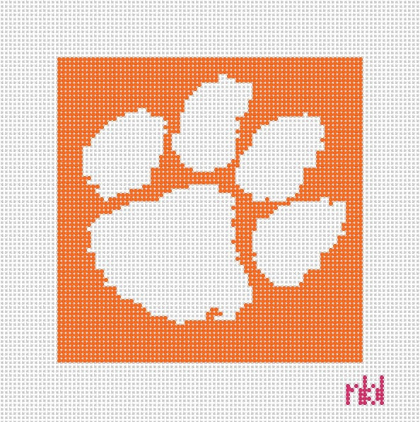 Clemson Paw 4 inch square | Needlepoint by Laura