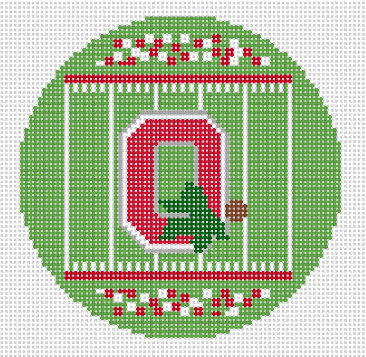 Needlepoint canvas-Ohio State Football Field Round- Needlepoint by Laura
