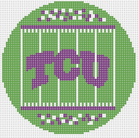 Needlepoint canvas-Texas Christian Football Field Round- Needlepoint by ...