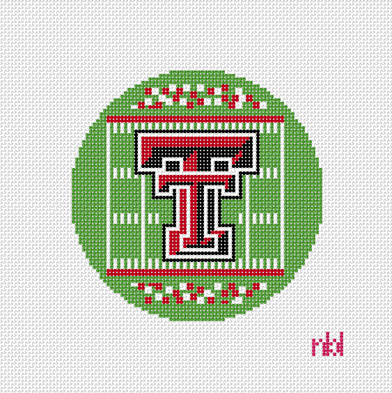 Needlepoint canvas-Texas Tech Football Field Round- Needlepoint by Laura