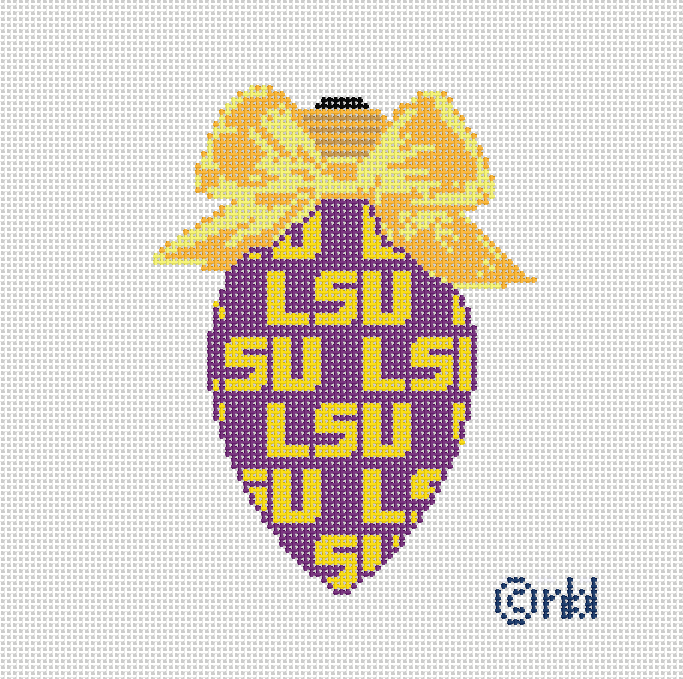 LSU on repeat Bow Light Bulb | Needlepoint by Laura