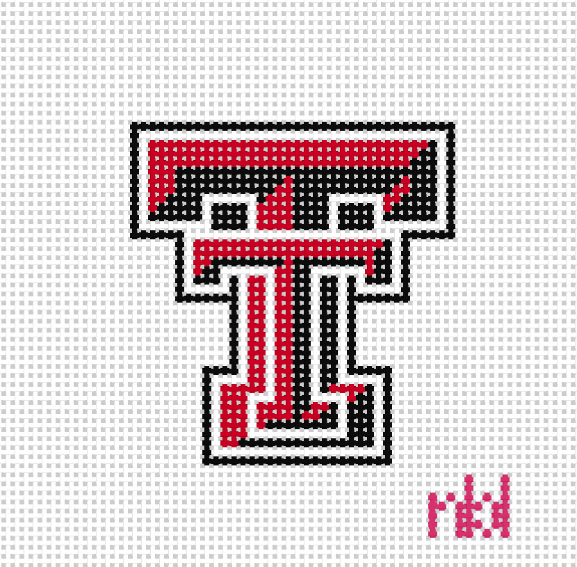 Texas Tech Mini Square | Needlepoint by Laura