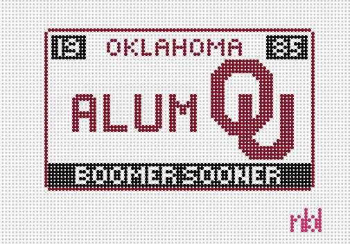 Needlepoint canvas-Oklahoma License Plate - Needlepoint by Laura