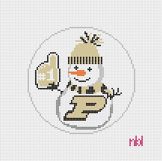 Purdue Snowman 4 inch round | Needlepoint by Laura