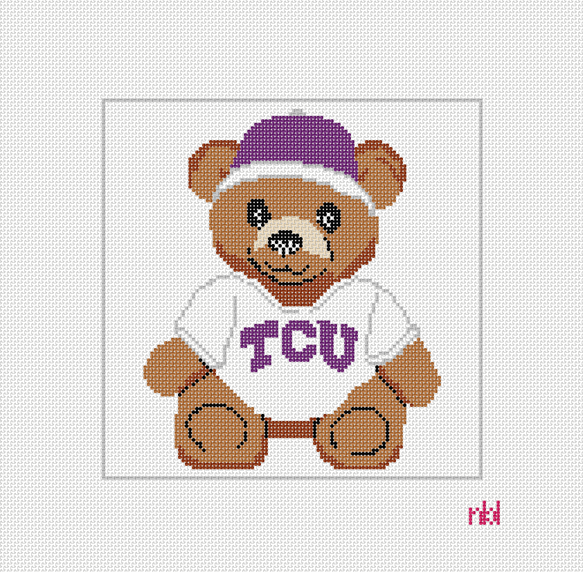 TCU Teddy Bear | Needlepoint by Laura