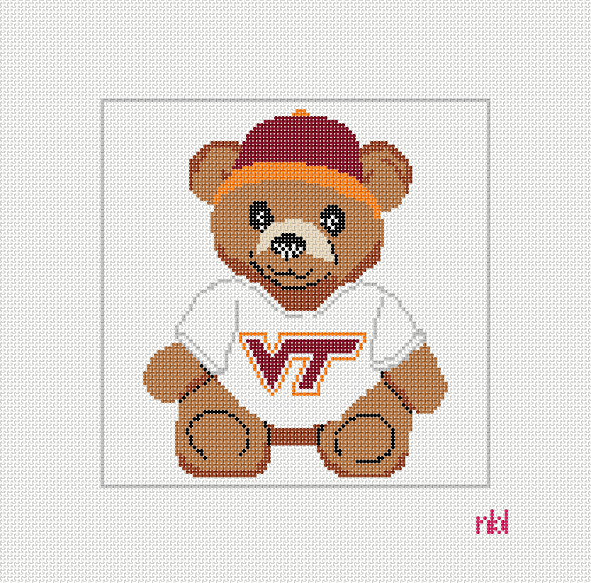 Virginia Tech Teddy Bear | Needlepoint by Laura