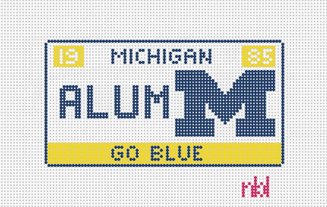 Needlepoint canvas-Michigan License Plate - Needlepoint by Laura