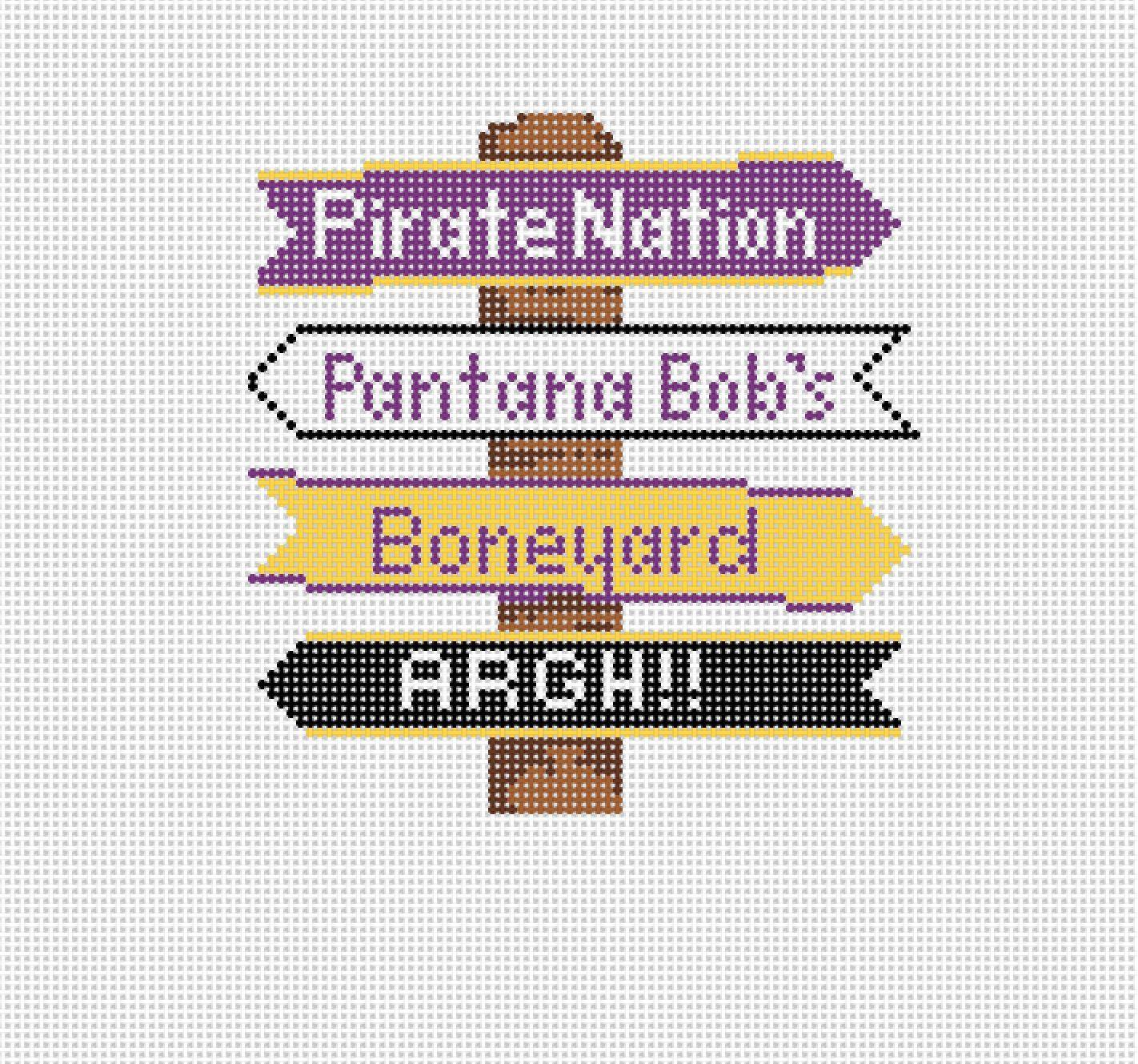 Needlepoint canvas-ECU College Icon Destination Sign - Needlepoint by Laura