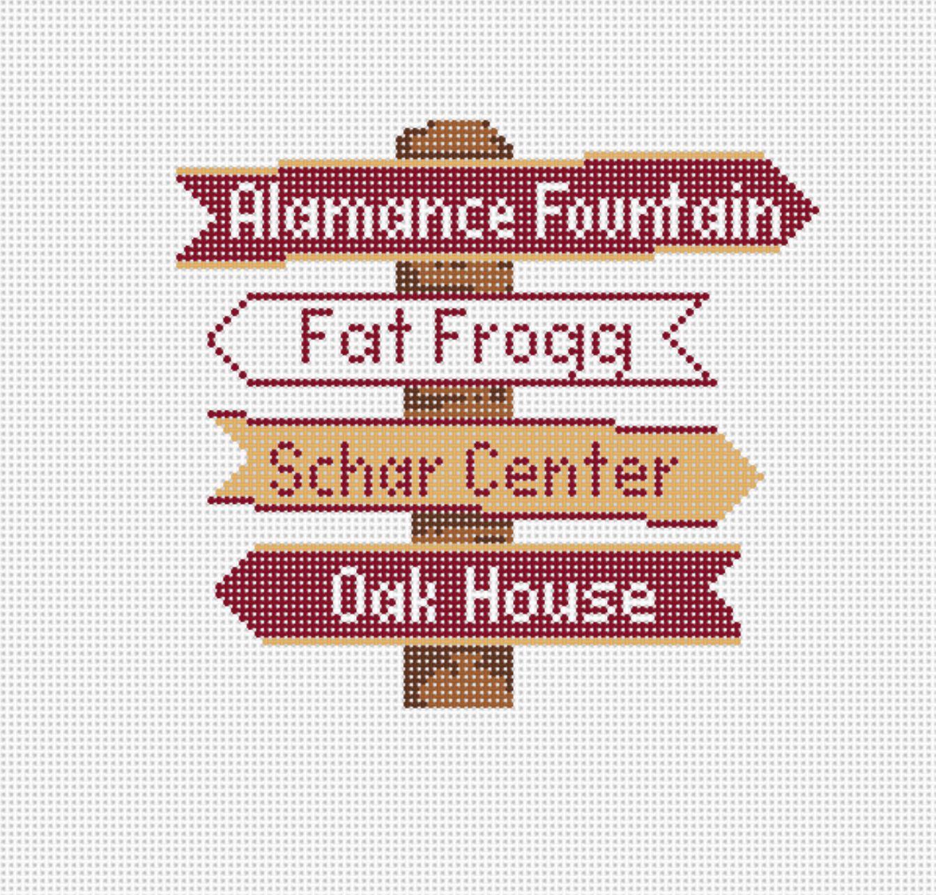 Needlepoint canvas-Elon University Icon Destination Sign - Needlepoint ...