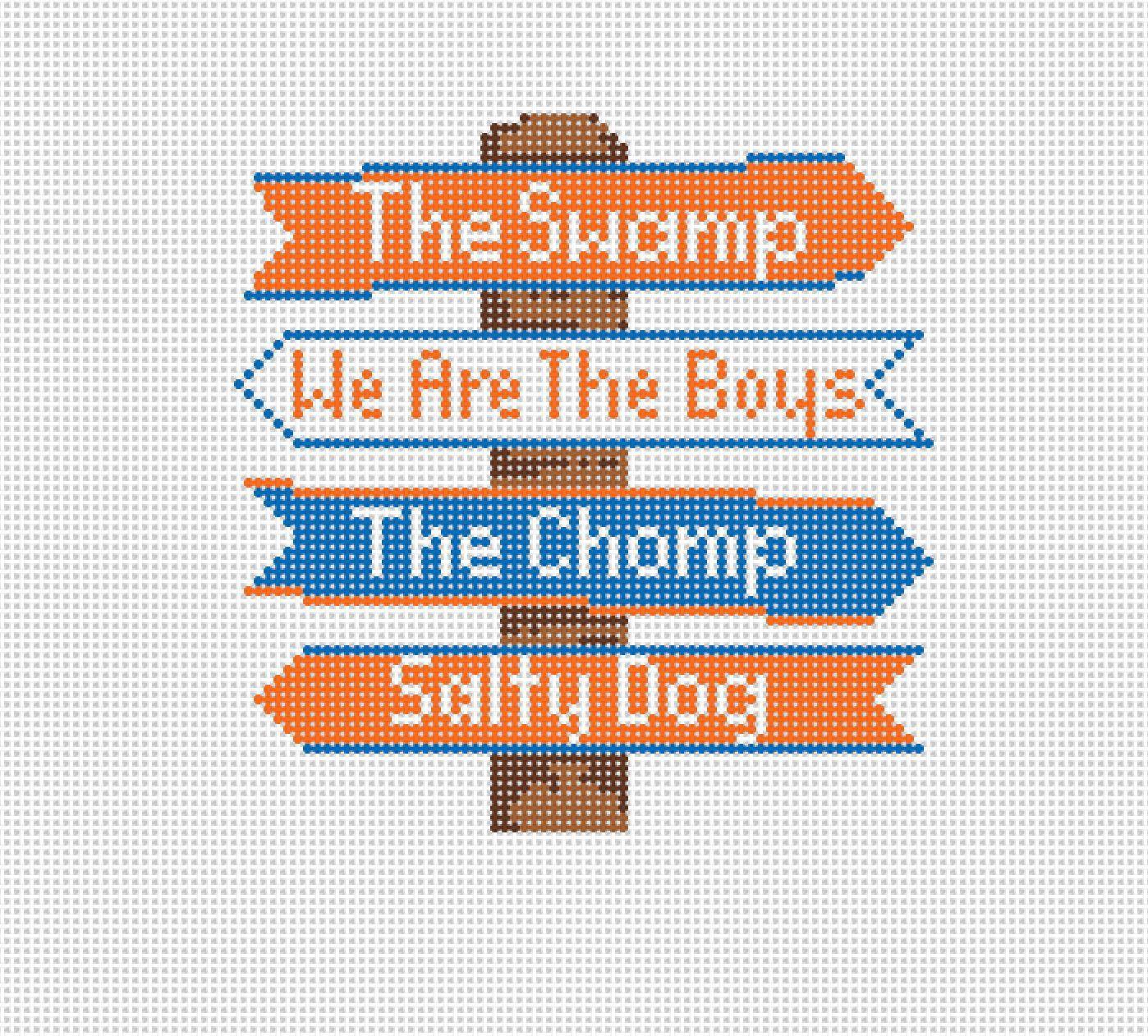 Needlepoint canvas-Florida College Icon Destination Sign - Needlepoint ...