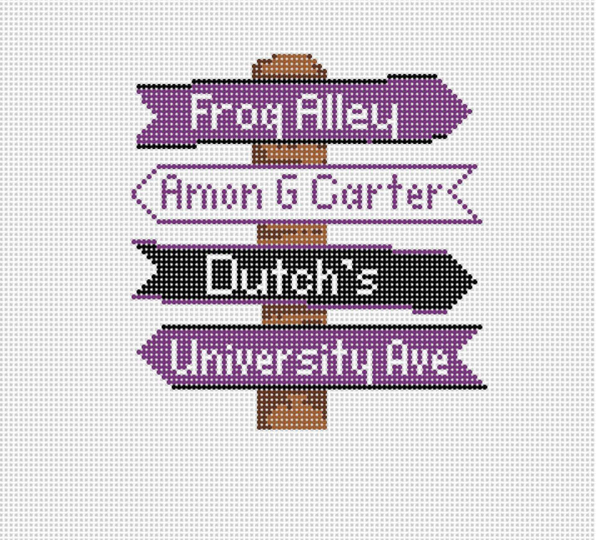 Needlepoint canvas-TCU College Icon Destination Sign - Needlepoint by Laura